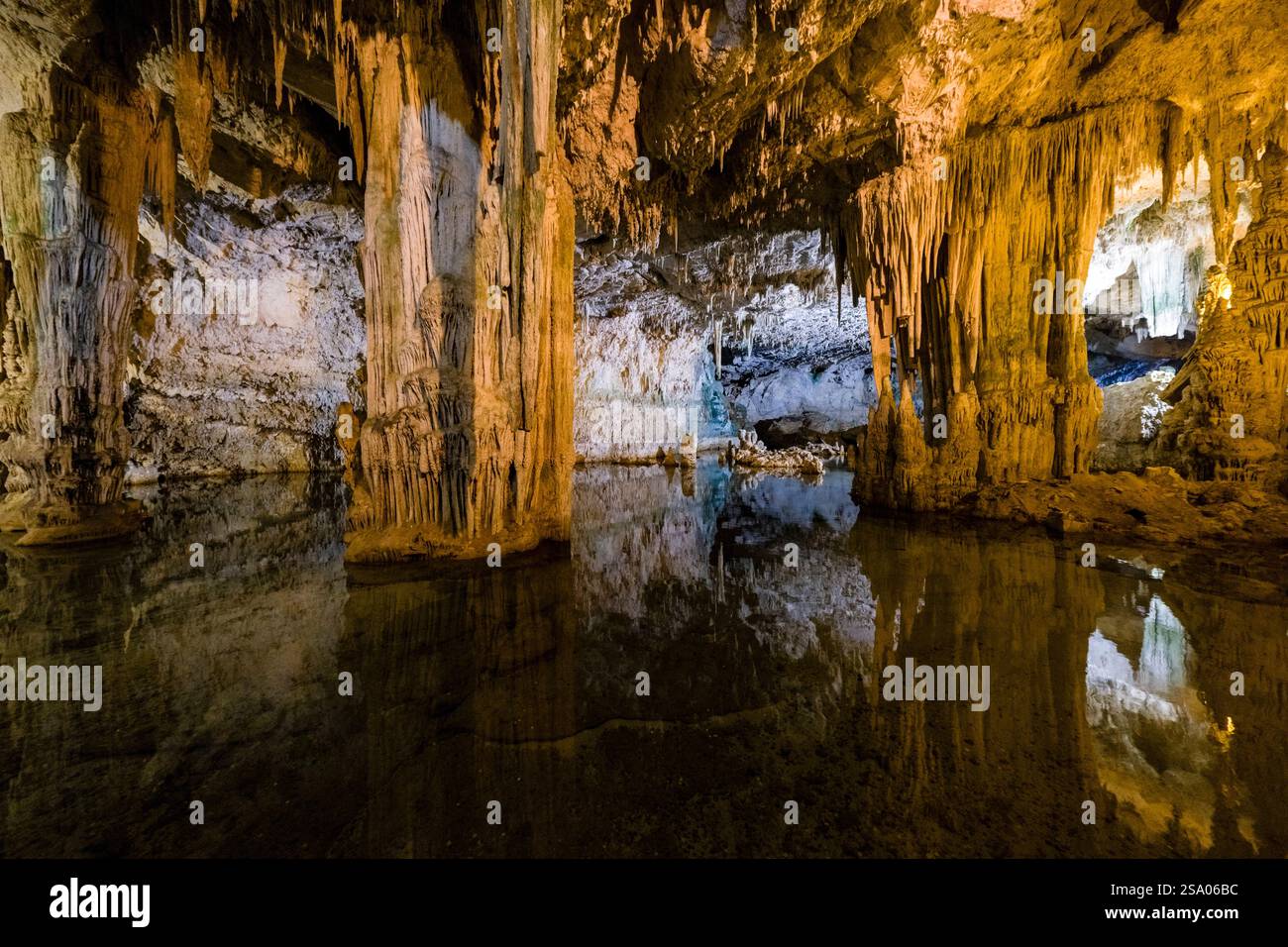 Stalactites and stalamites inside the Neptune's Grotto, Grotta di ...