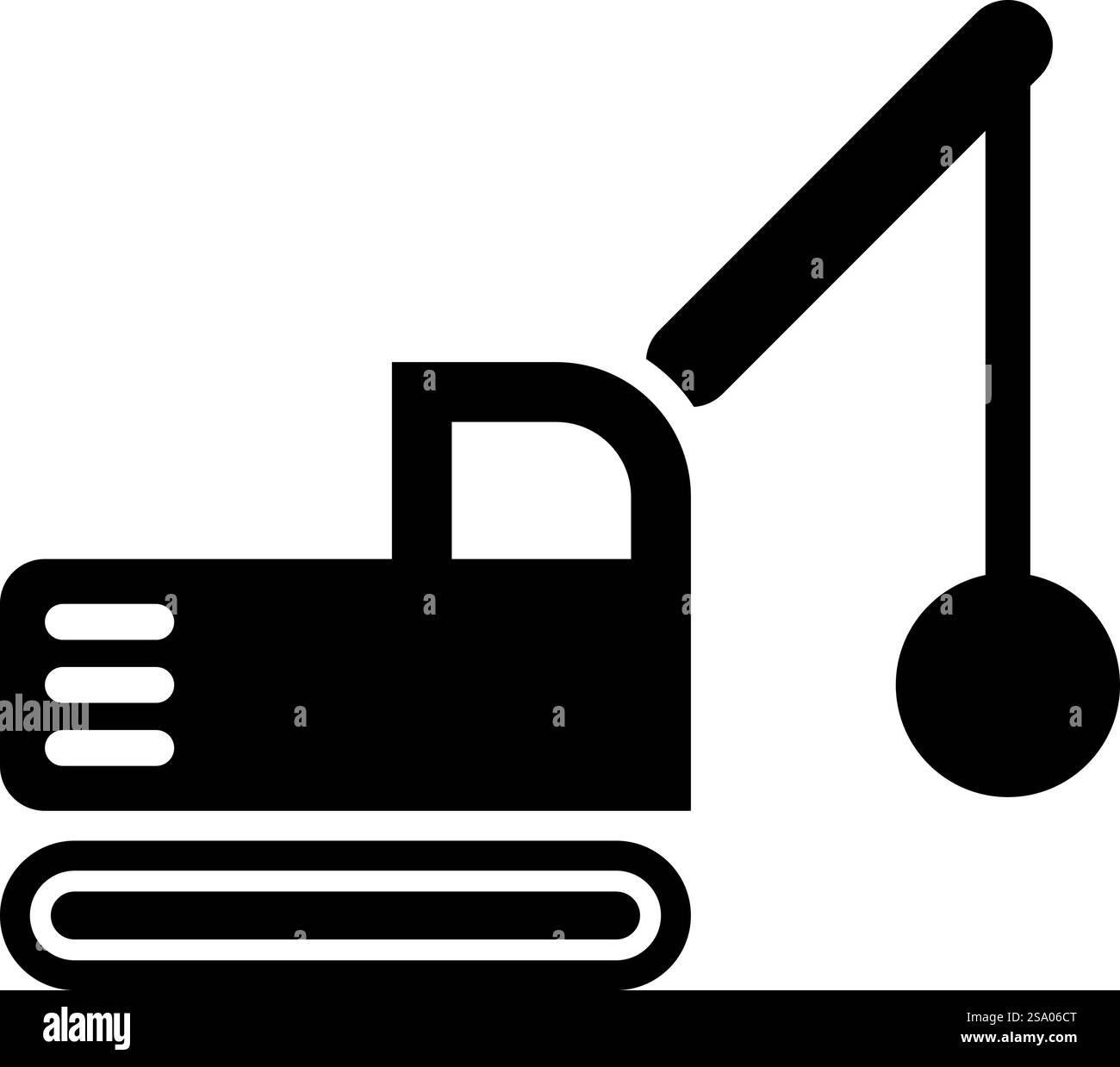 Sloopkraan building machine demolish wrecking ball crane truck icon black color vector ...