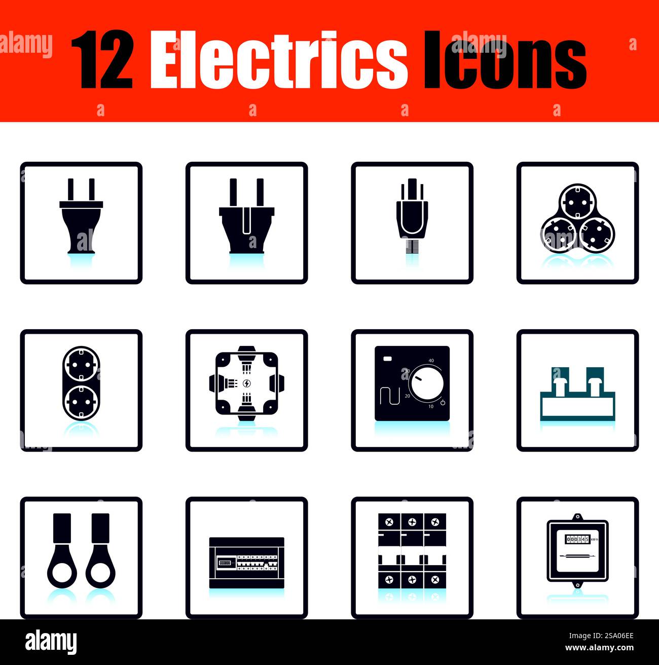 Electrics icon set. Shadow reflection design. Vector illustration Stock ...