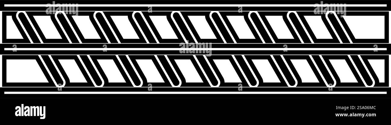 Reinforcement bar rebar ribbed metal rod contour outline line icon ...