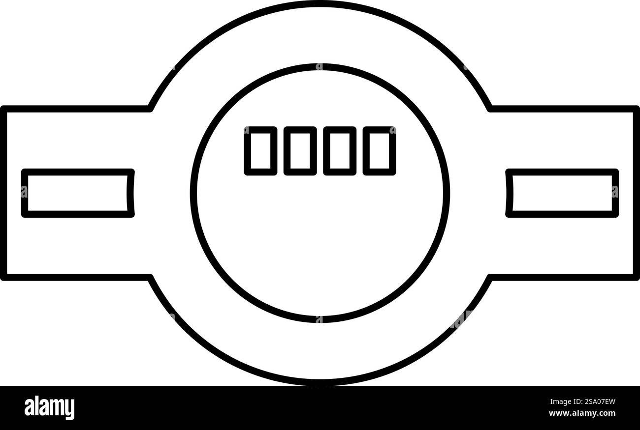 Water meter measuring sanitary equipment contour outline line icon ...