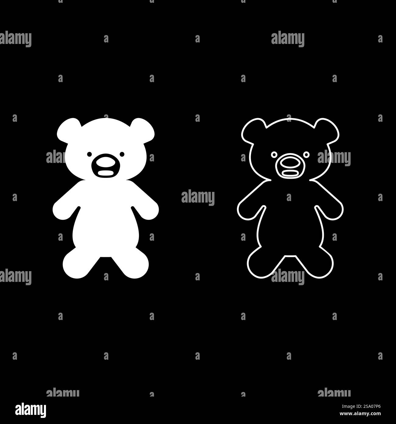 Toy plush bear cute doll set icon white color vector illustration image ...