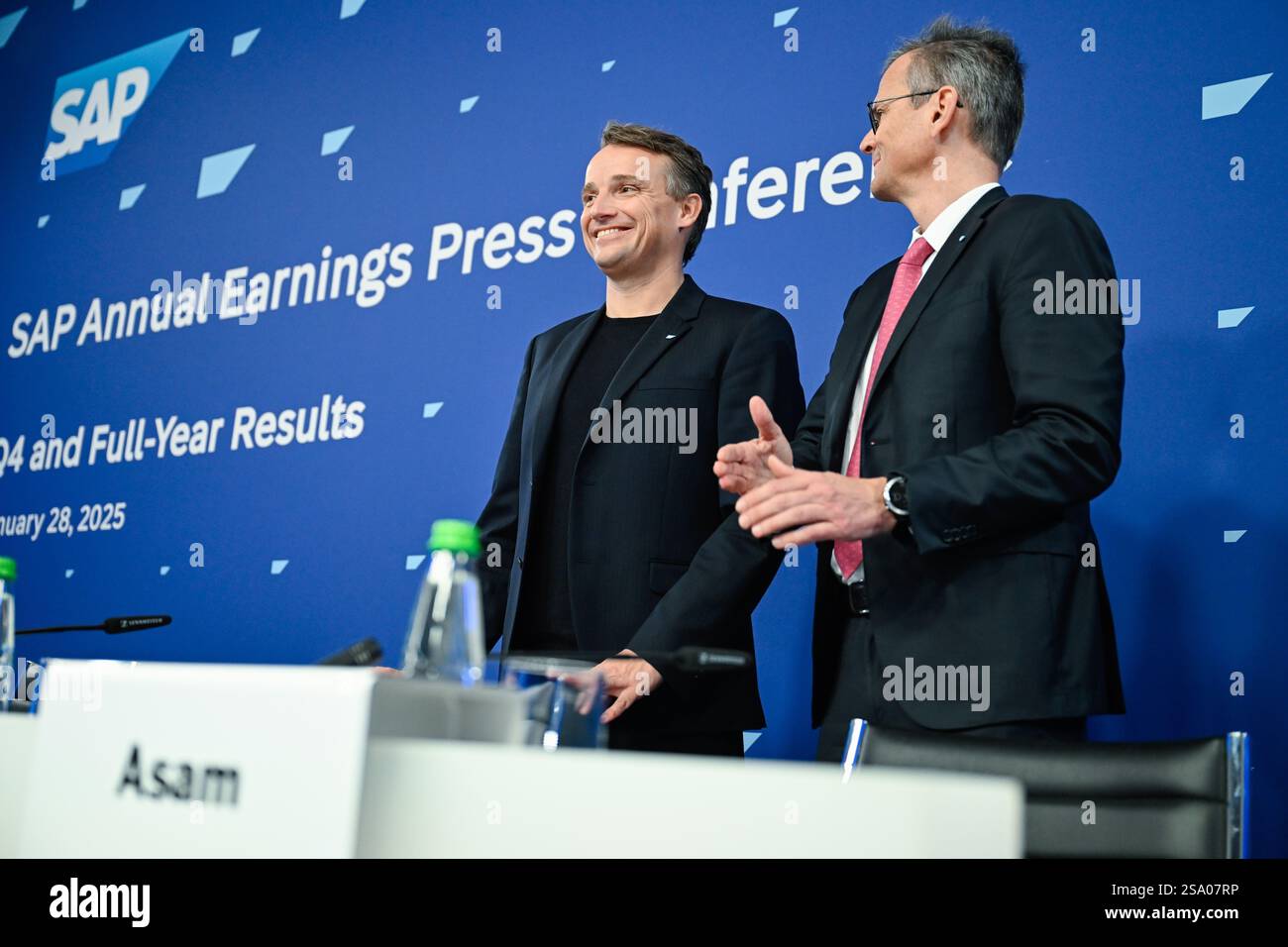 Walldorf, Germany. 28th Jan, 2025. Christian Klein (l), CEO of the ...