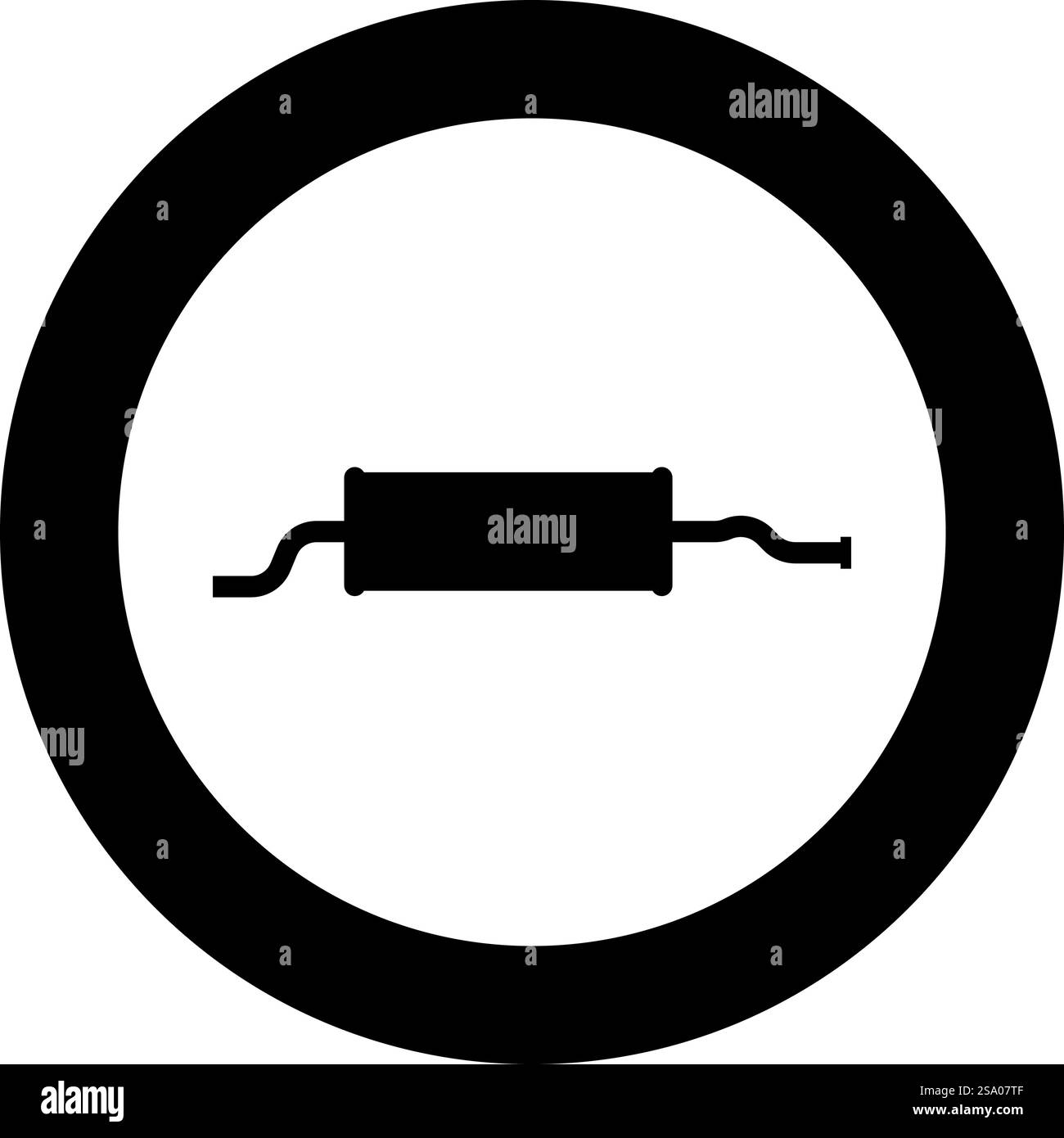 Exhaust pipe car muffler silencer icon in circle round black color ...