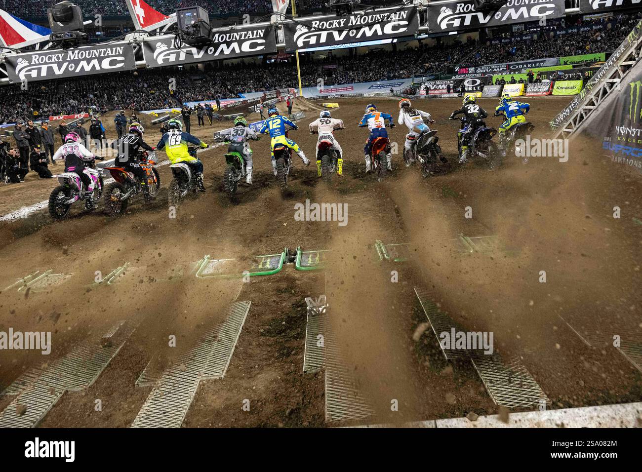 Anaheim, United States. 25th Jan, 2025. Racers from the 450 class leave ...