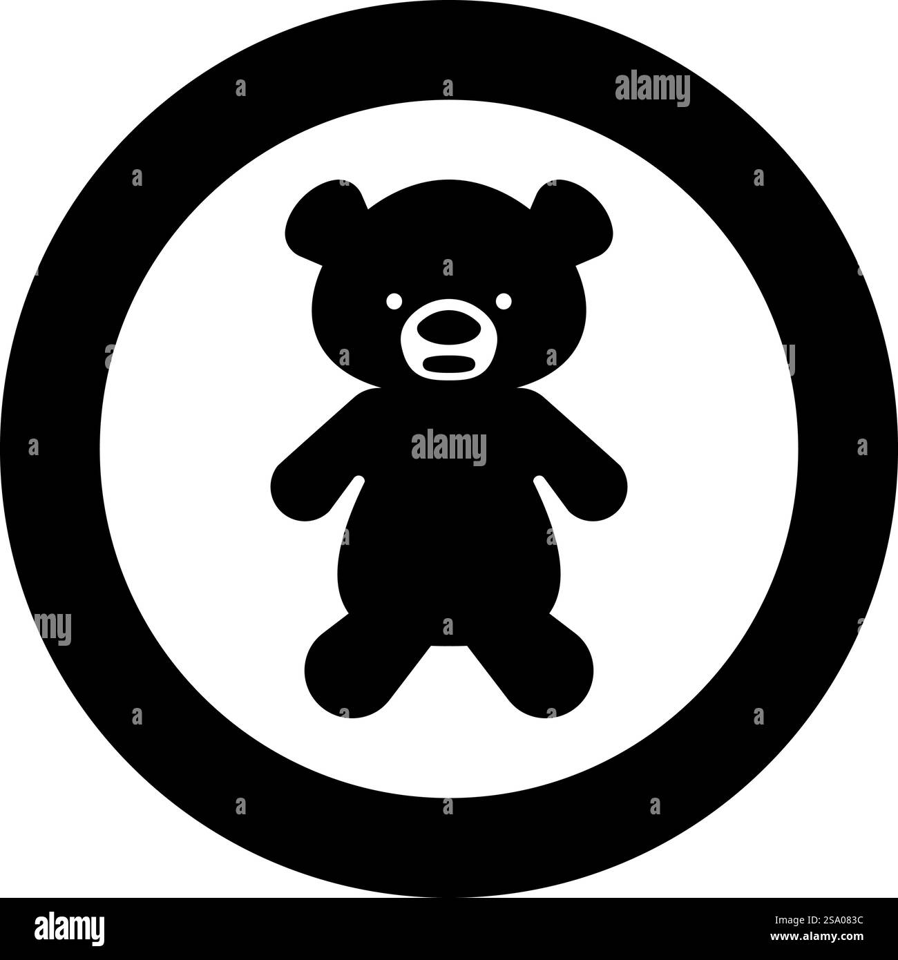 Toy plush bear cute doll icon in circle round black color vector ...