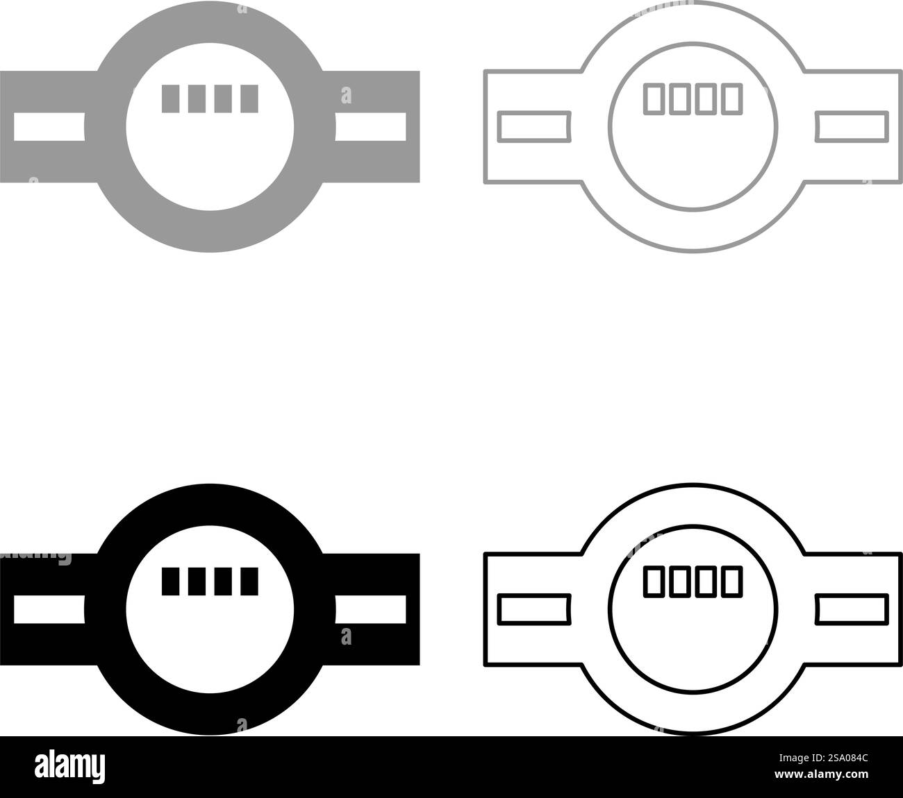 Water meter measuring sanitary equipment set icon grey black color ...