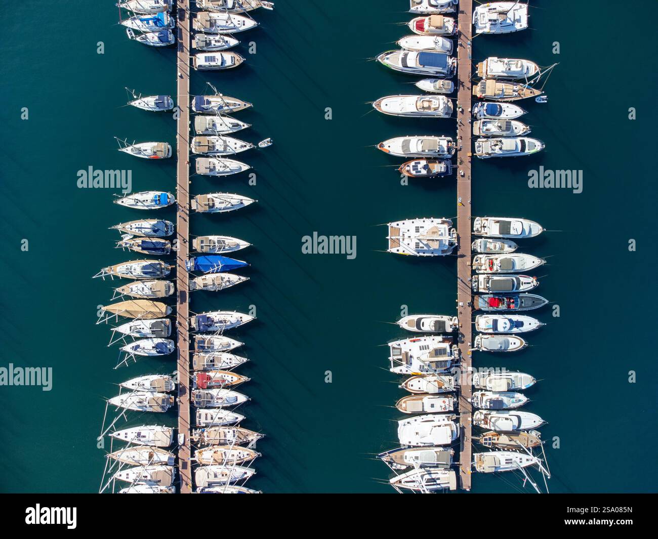 Aerial view of rows of yachts in Fethiye Marina, Turkey Stock Photo - Alamy