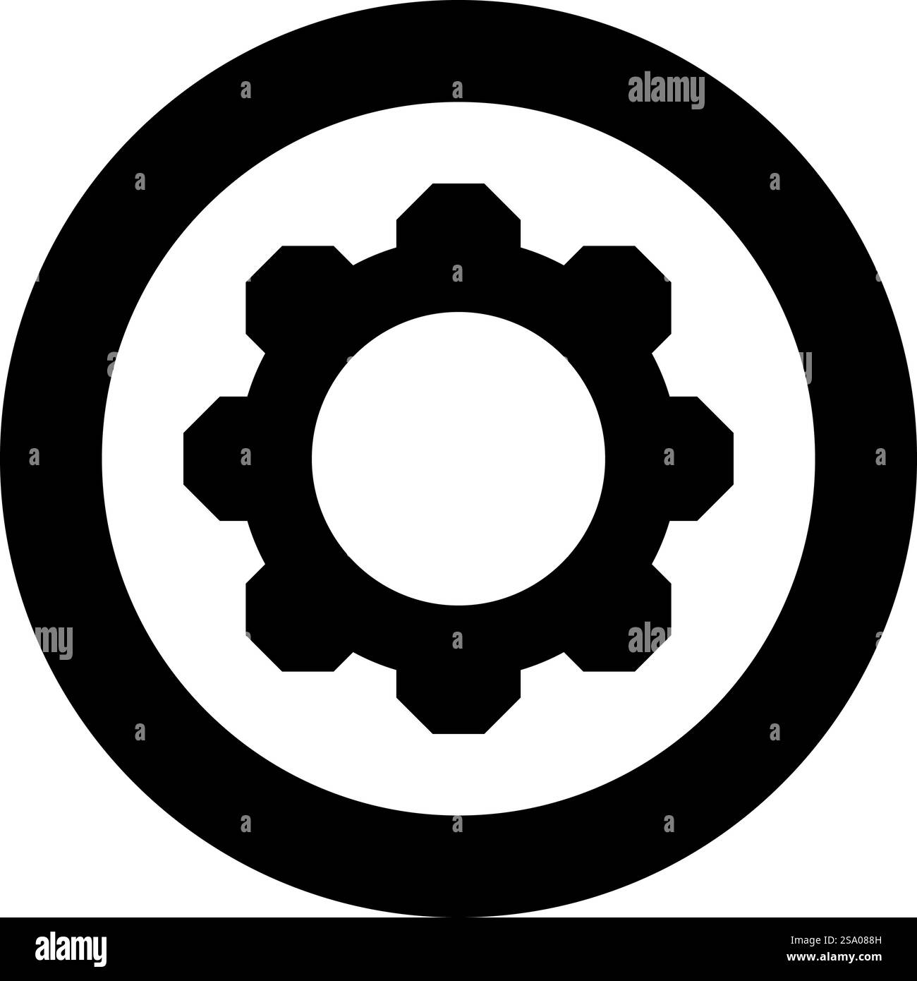 Gear cogwheel icon in circle round black color vector illustration ...