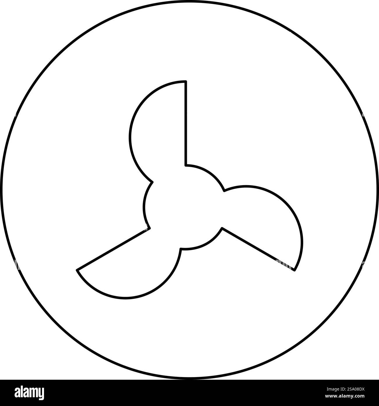Screw of ship propeller fan turbine three-bladed icon in circle round ...
