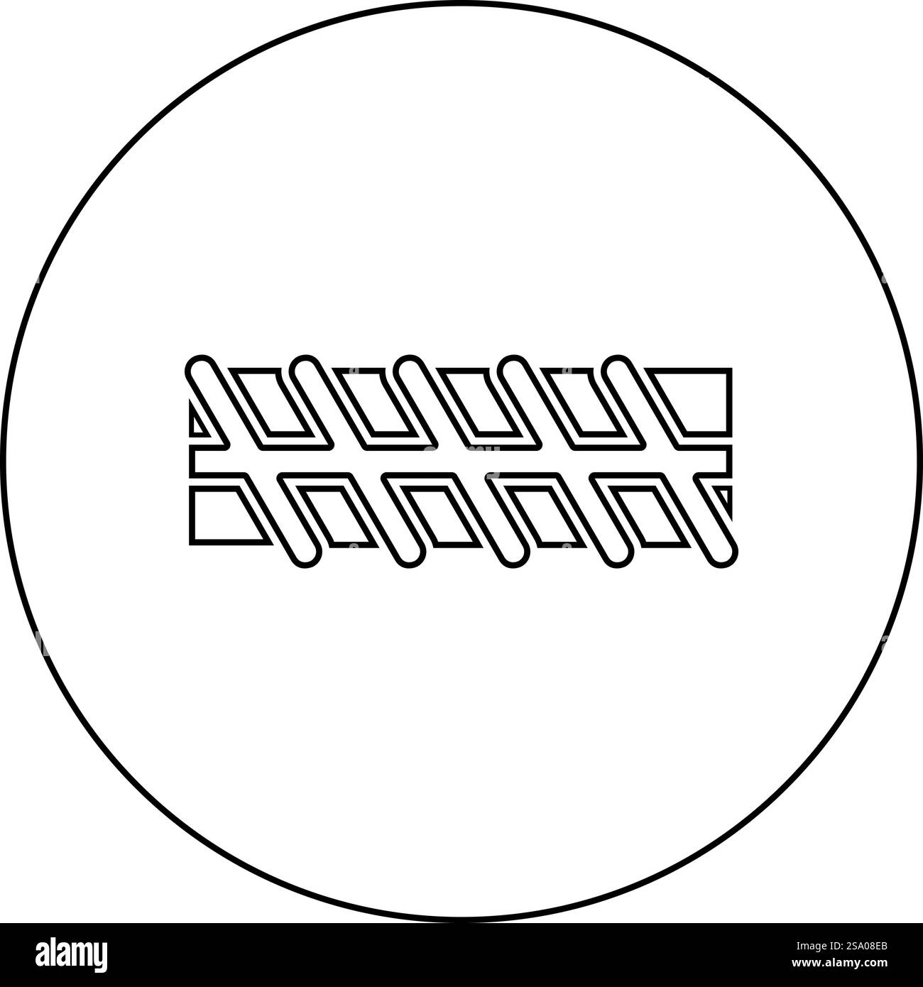 Reinforcement bar rebar ribbed metal rod icon in circle round black ...