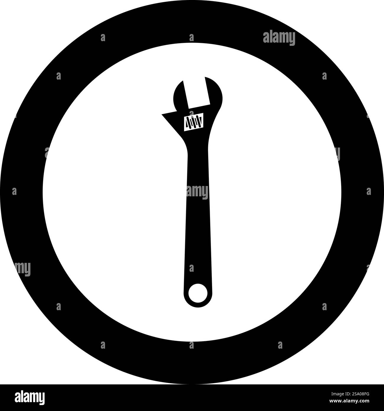 Monkey wrench adjustable spanner divorce key icon in circle round black ...
