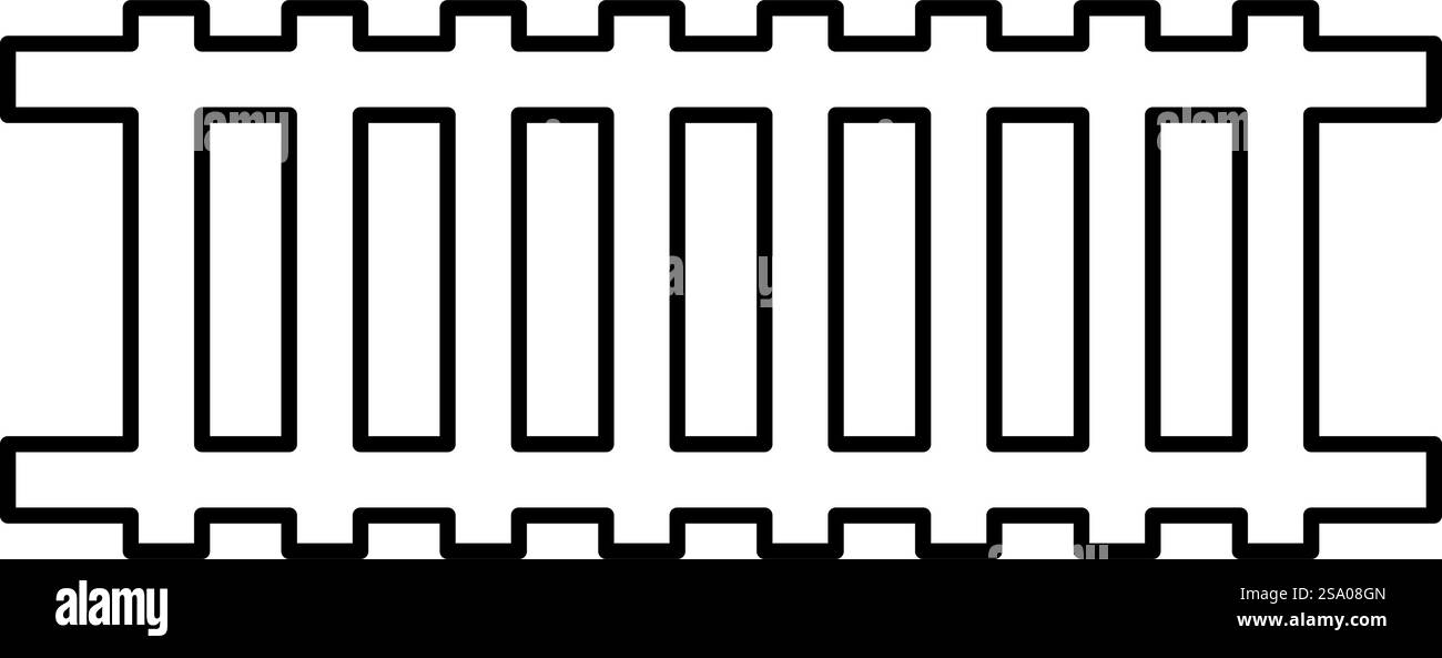 Railway track railroad path rail train subway metro tram transportation concept contour outline ...