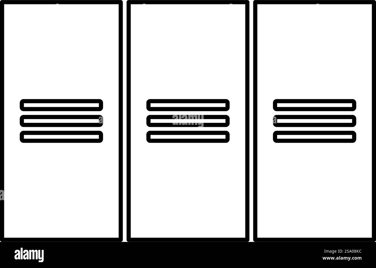 Metal cabinet steel lockers boxes contour outline line icon black color ...