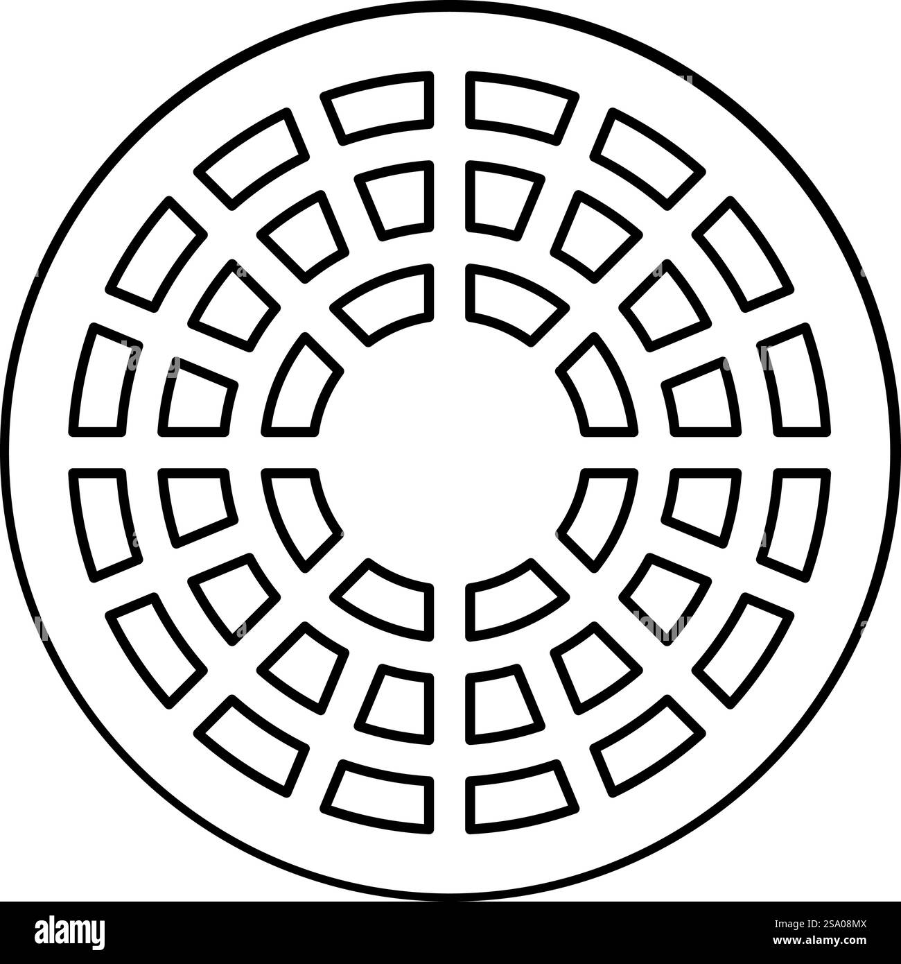 Sewer hatch manhole cover contour outline line icon black color vector ...