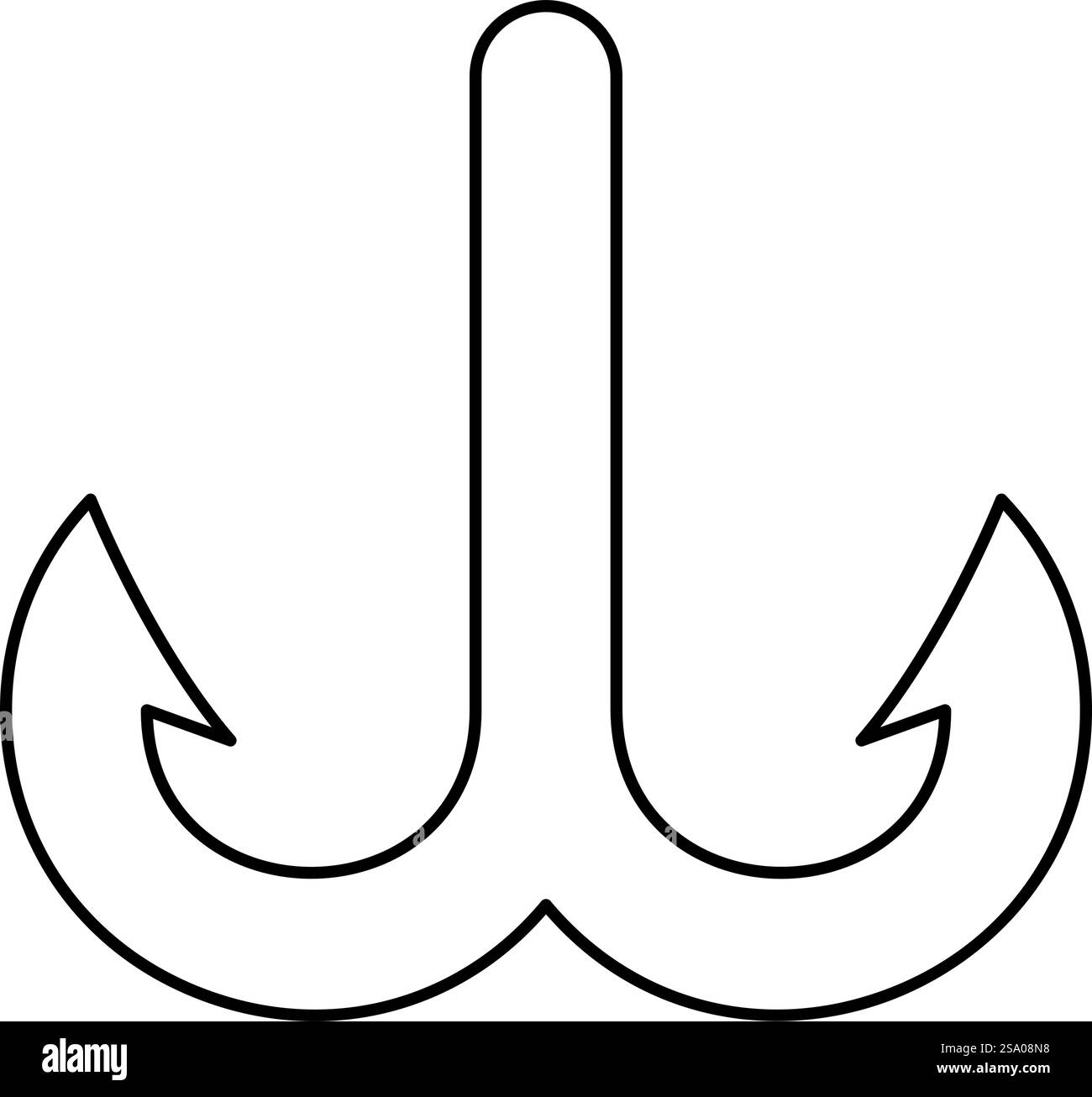 Fish hook anchor sea fishhook contour outline line icon black color ...