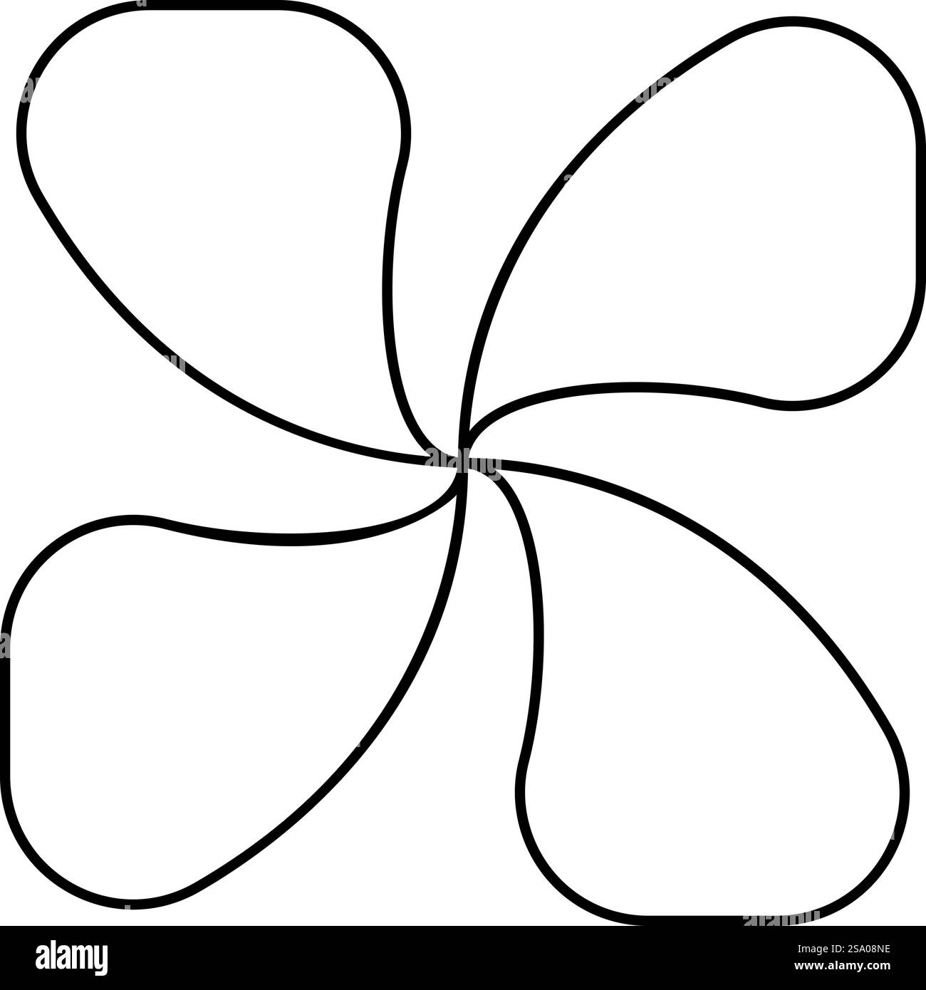 Four lobed fan blade paddle vane ventilation blade contour outline line ...