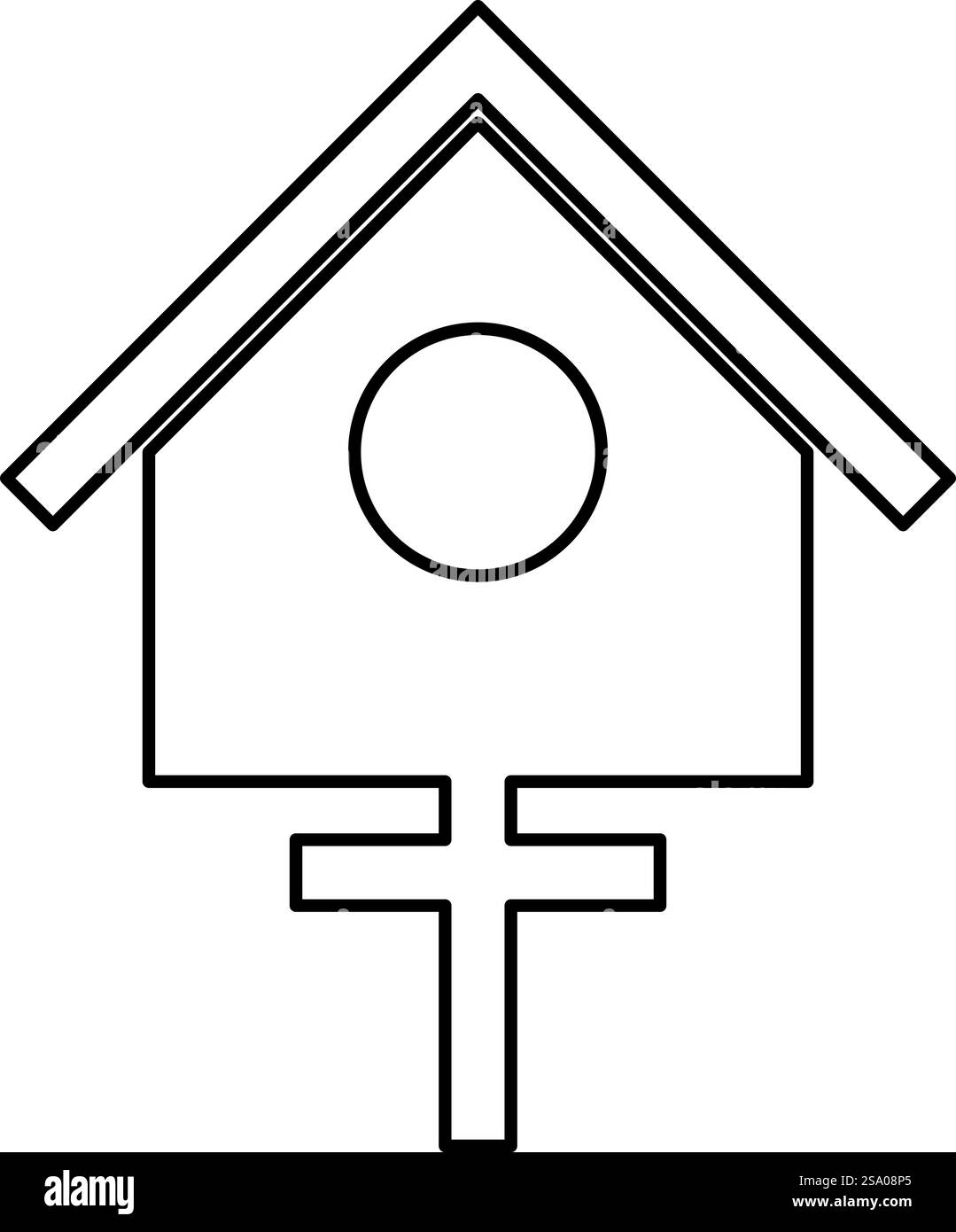 Bird box starling house birdhouse nesting contour outline line icon ...
