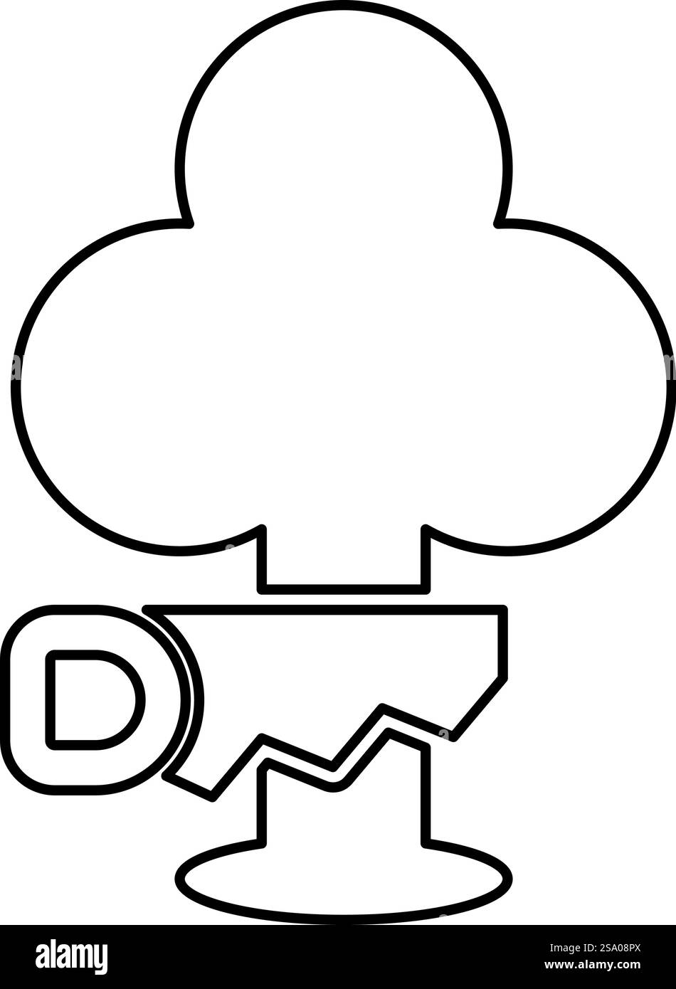 Saw cutting tree contour outline line icon black color vector ...