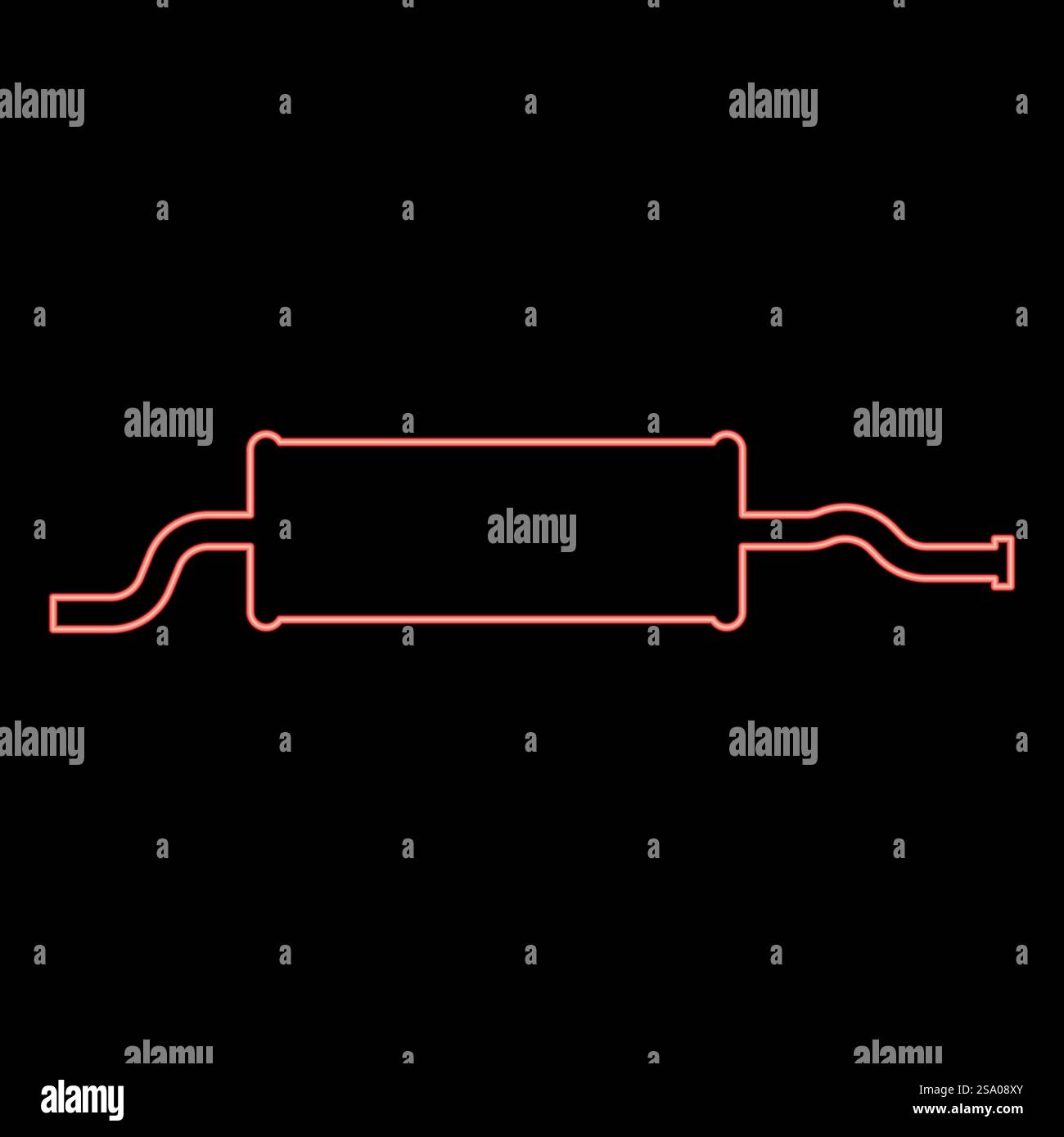 Neon exhaust pipe car muffler silencer red color vector illustration ...