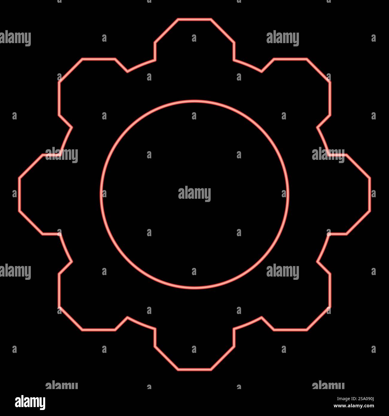 Neon gear cogwheel red color vector illustration image flat style light ...