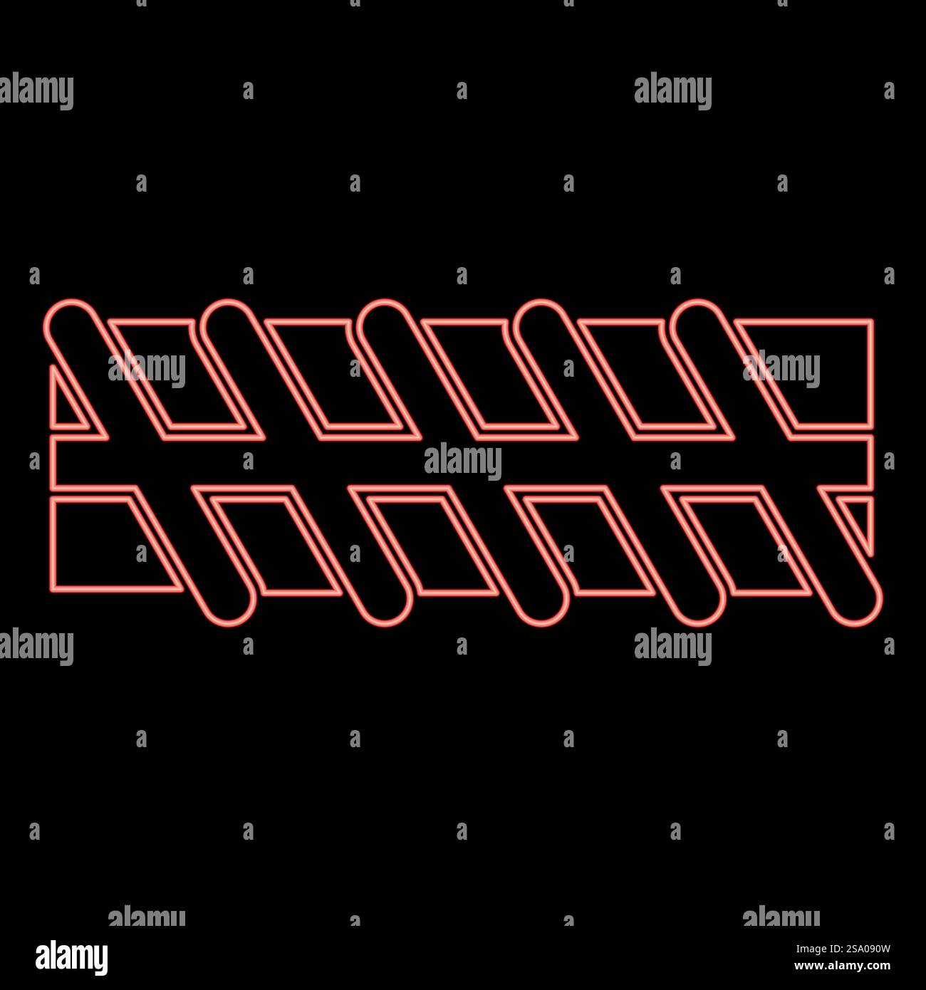 Neon reinforcement bar rebar ribbed metal rod red color vector ...