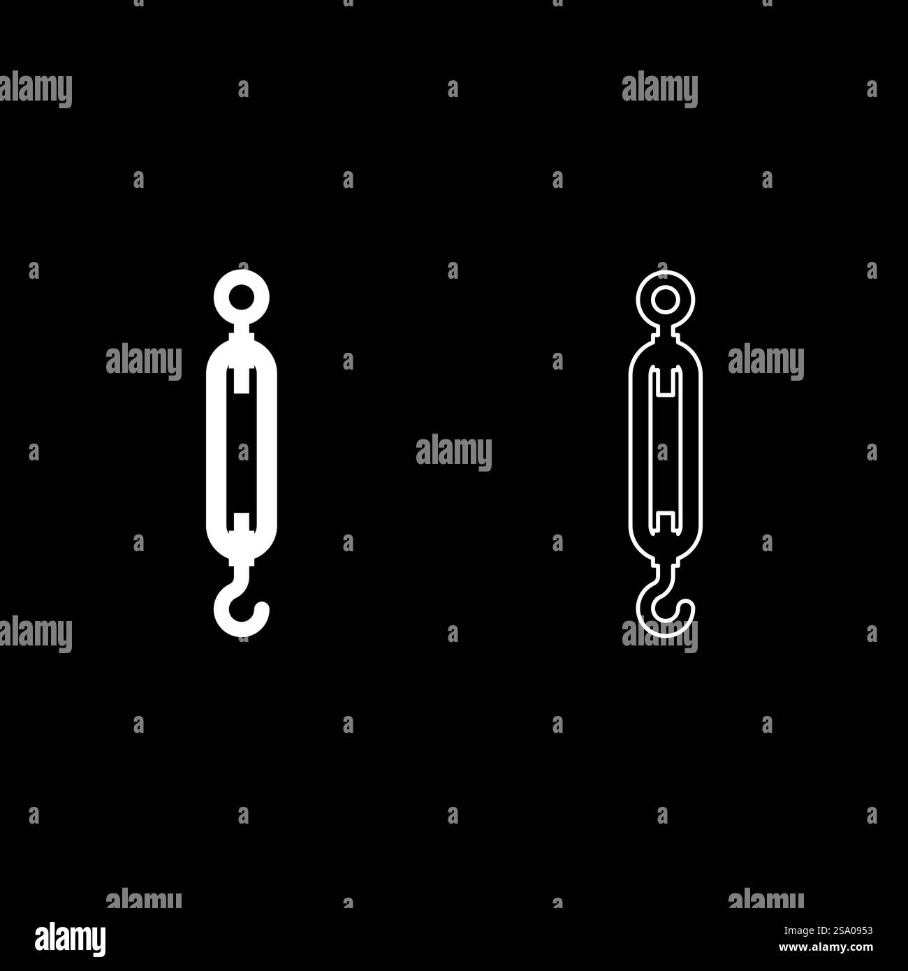 Turnbuckle tensioning wire concept hardware set icon white color vector ...