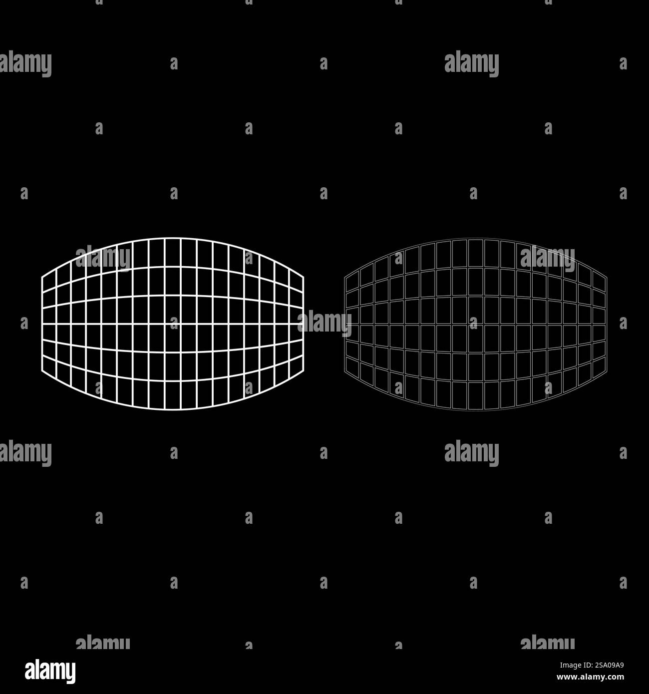 Rectangle in projection grid checkered set icon white color vector ...