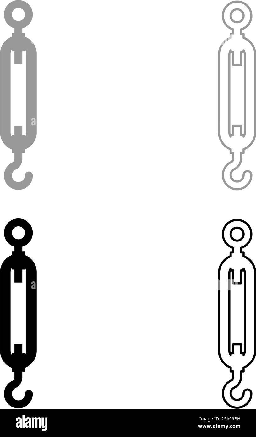 Turnbuckle tensioning wire concept hardware set icon grey black color ...