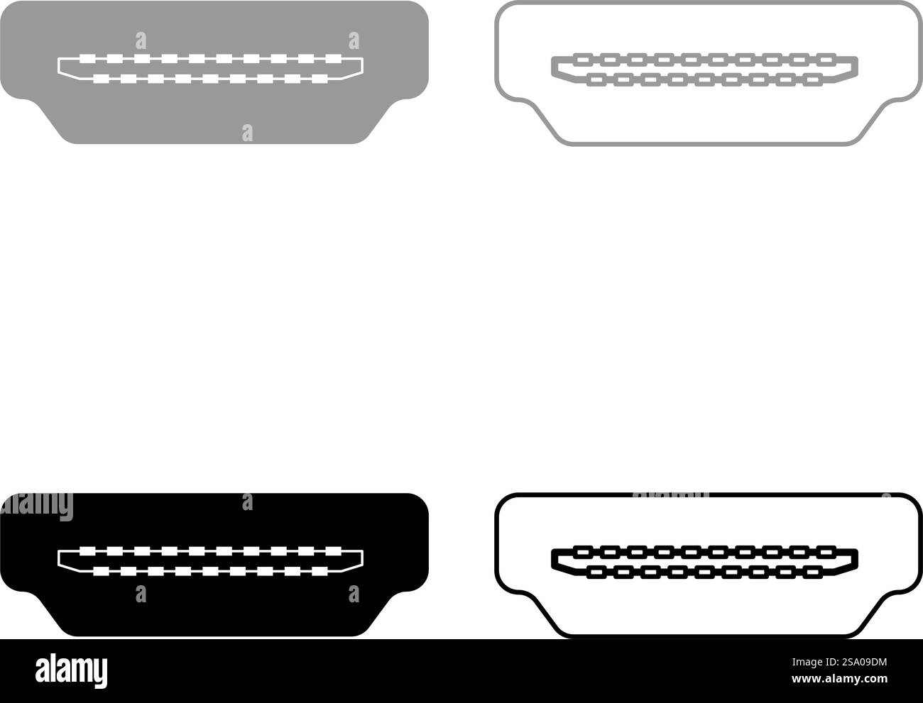 HDMI port socket set icon grey black color vector illustration image ...
