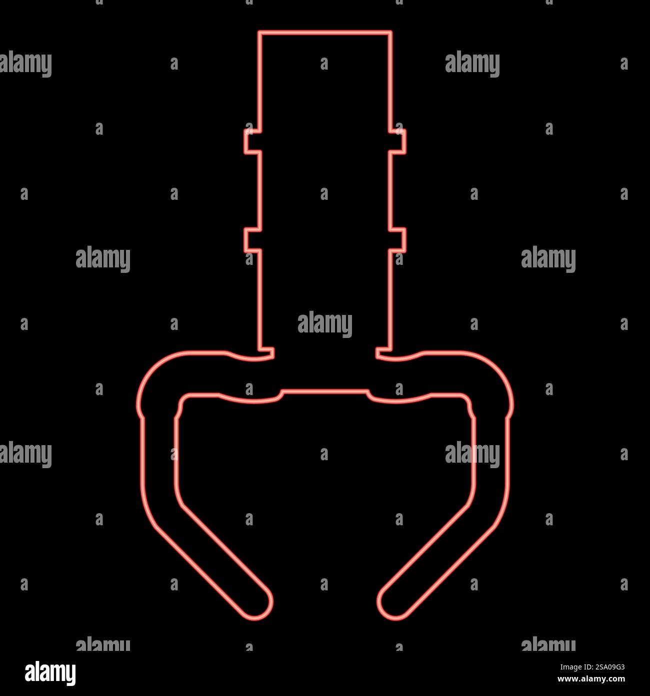 Neon prize toy manipulator iron hook crane claw picker red color vector ...