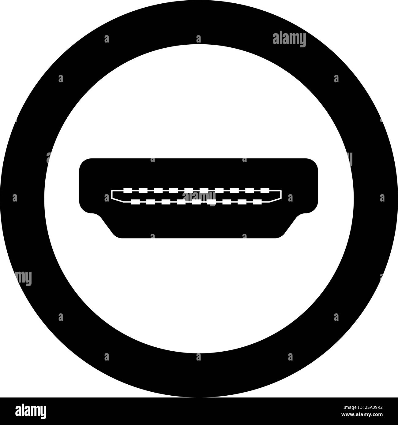 HDMI port socket icon in circle round black color vector illustration ...