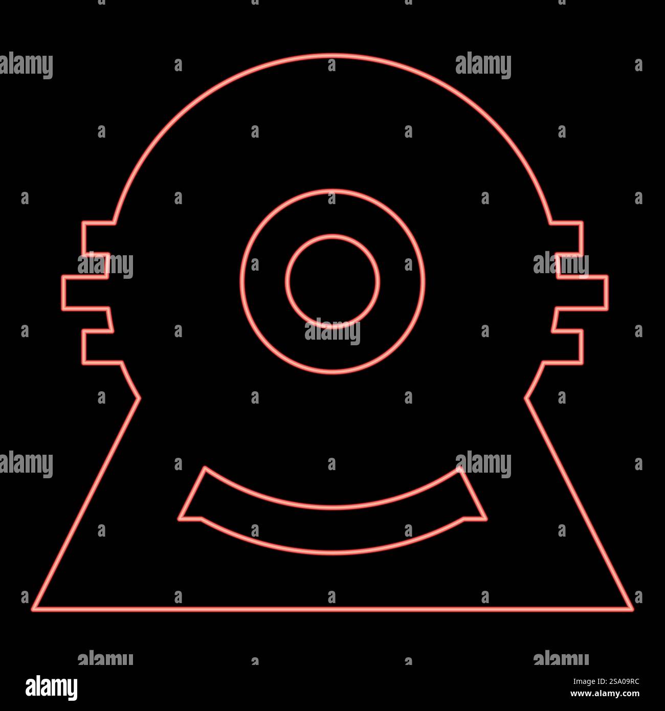 Neon electric motor electromotor engine industrial red color vector ...