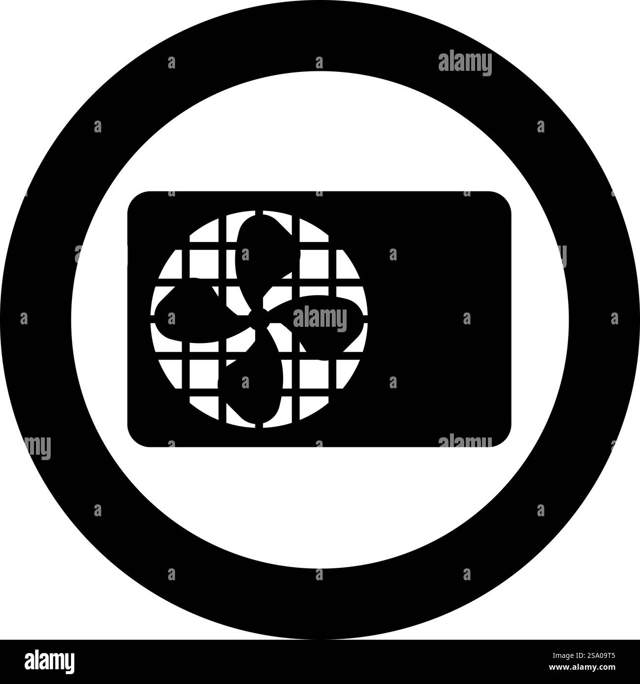 Air conditioner fan equipment system icon in circle round black color vector illustration image ...