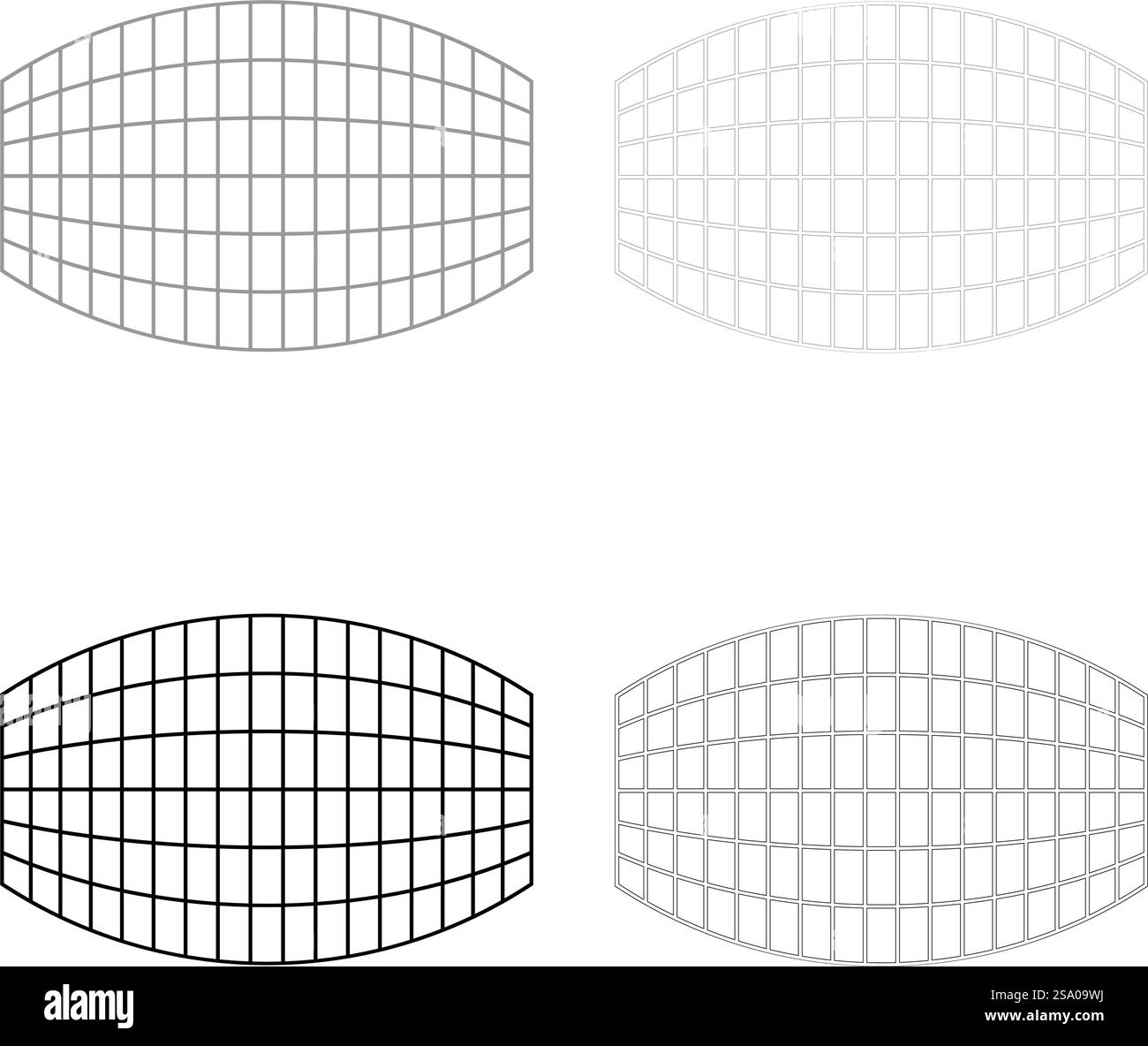 Rectangle in projection grid checkered set icon grey black color vector ...