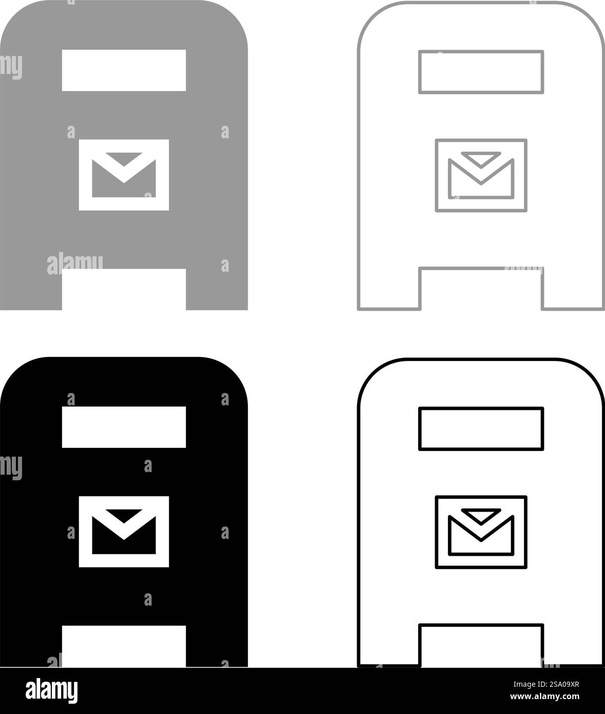 Post box mail postal letterbox mailbox set icon grey black color vector illustration image ...