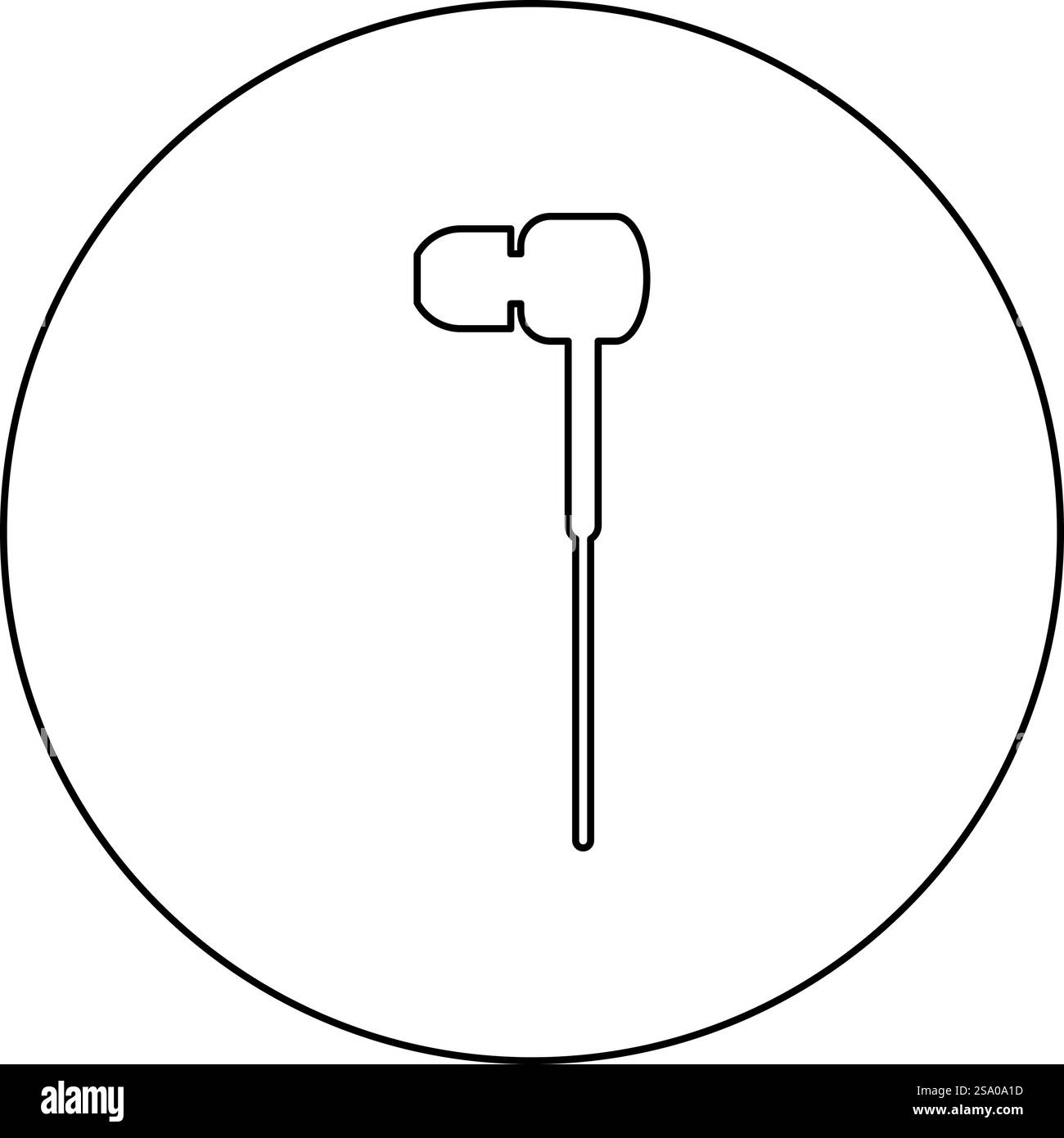 Vacuum headphones wired icon in circle round black color vector ...