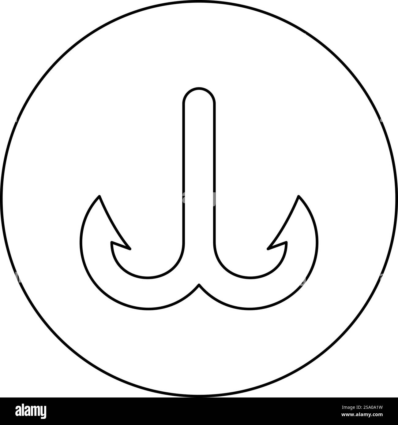 Fish hook anchor sea fishhook icon in circle round black color vector ...