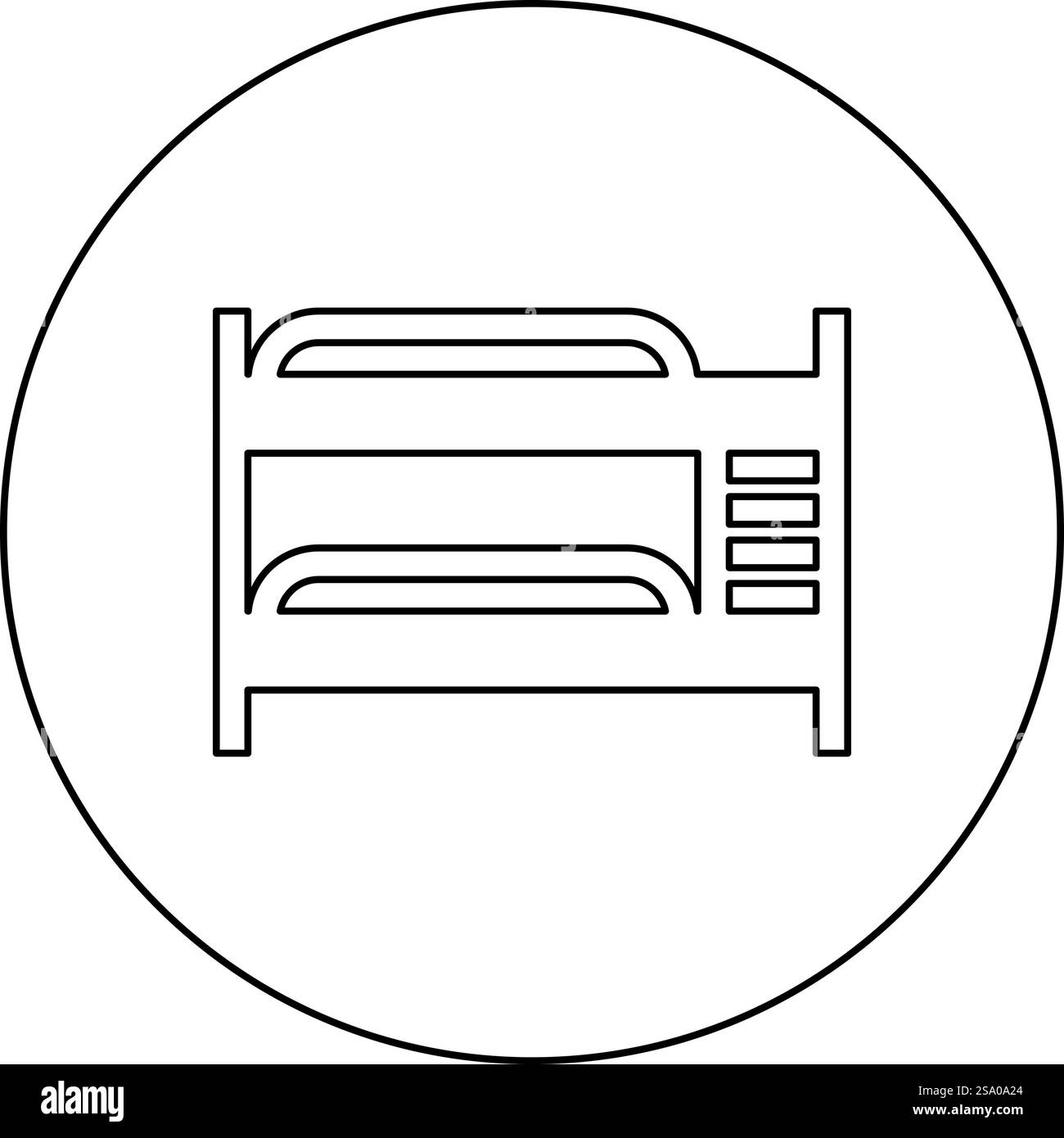 Double tier bunk bed icon in circle round black color vector ...