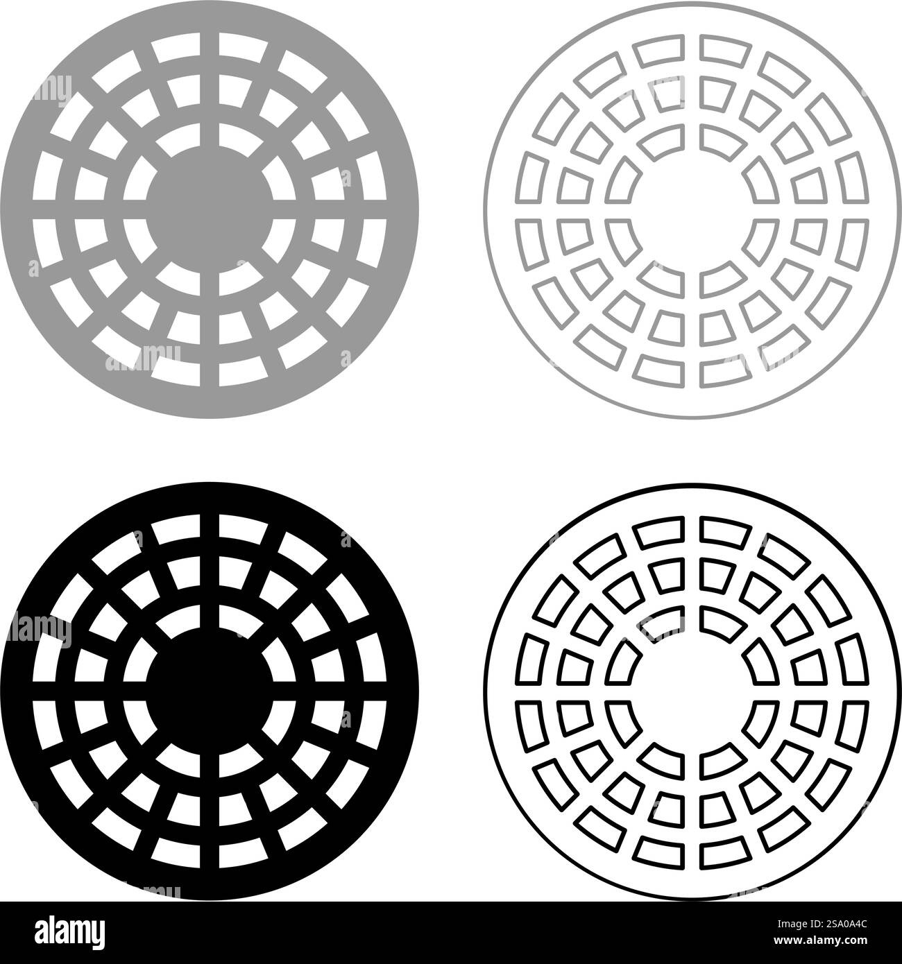 Sewer hatch manhole cover set icon grey black color vector illustration image simple solid fill ...