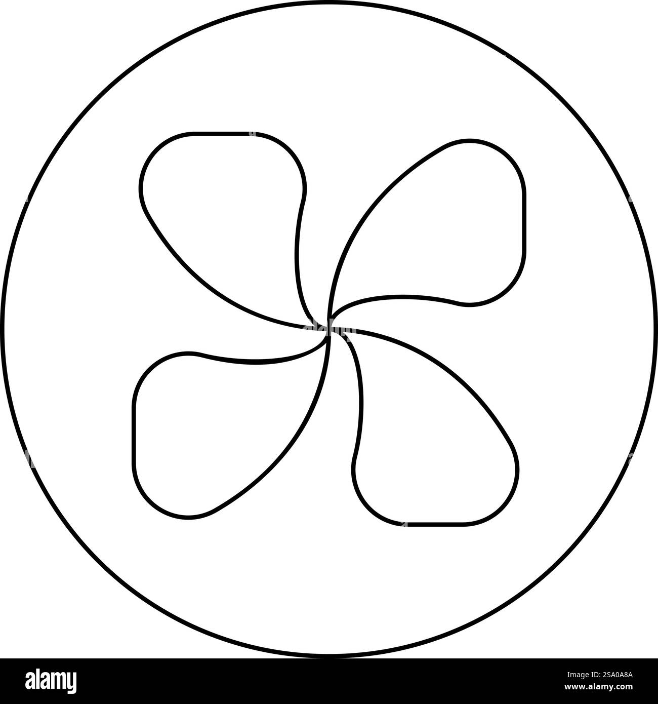 Four lobed fan blade paddle vane ventilation blade icon in circle round ...