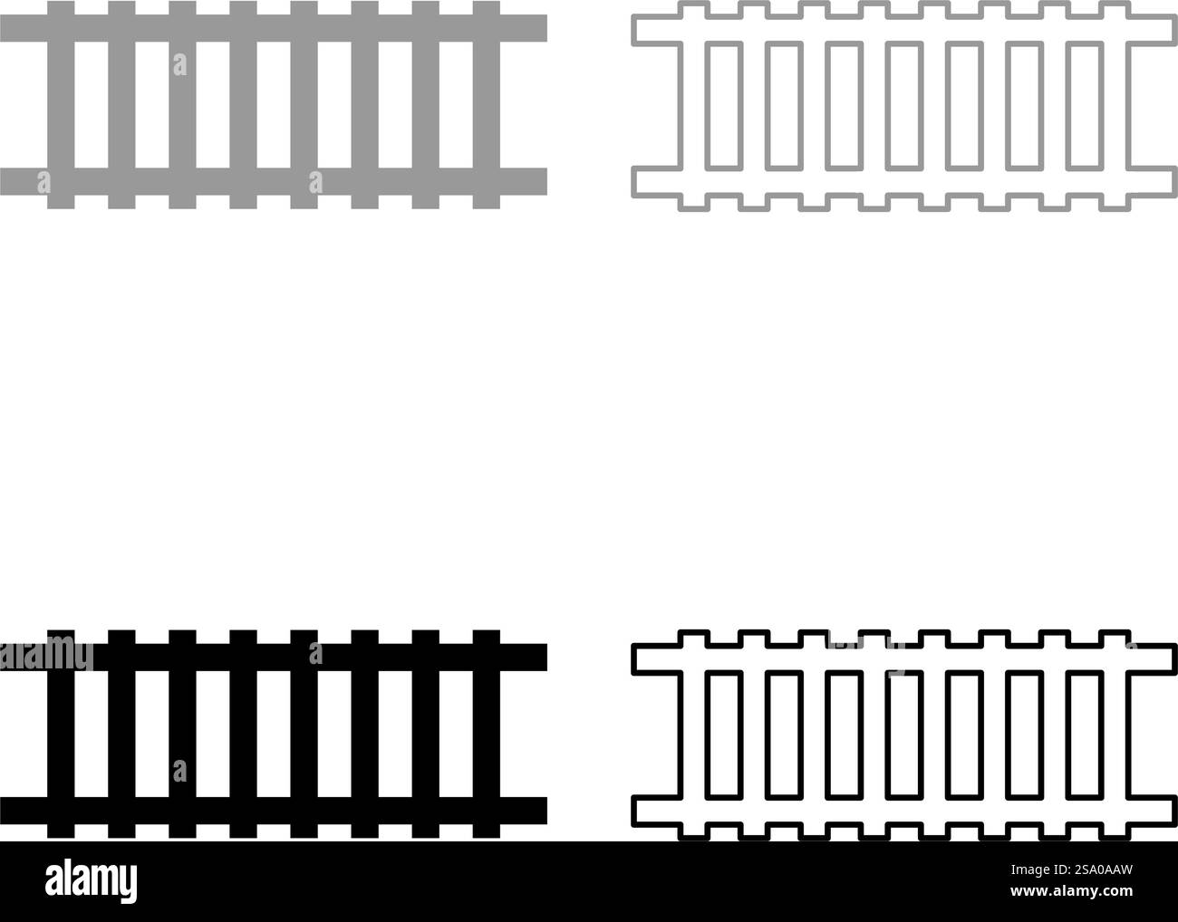 Railway track railroad path rail train subway metro tram transportation concept set icon grey ...