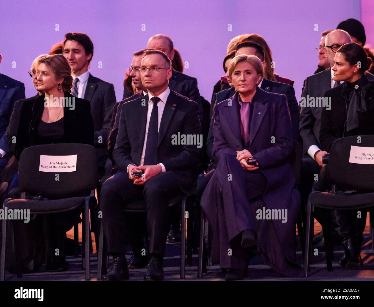 Oswiecim, Poland. 27th Jan, 2025. President of Poland Andrzej Duda and ...