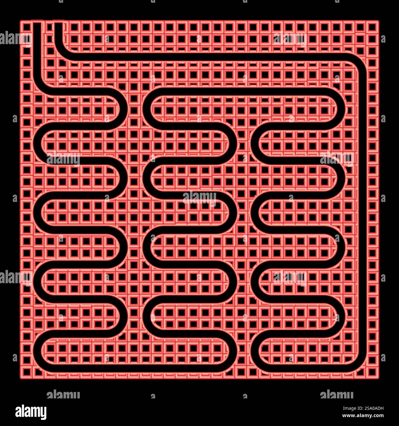Neon electric floor heating warm heated red color vector illustration ...