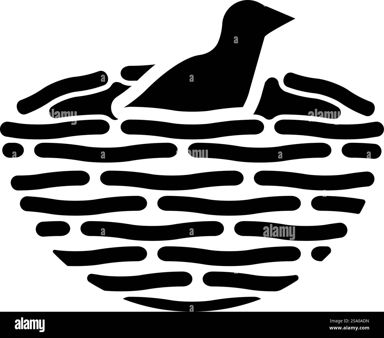 Bird’s nest with bird icon black color vector illustration image flat ...