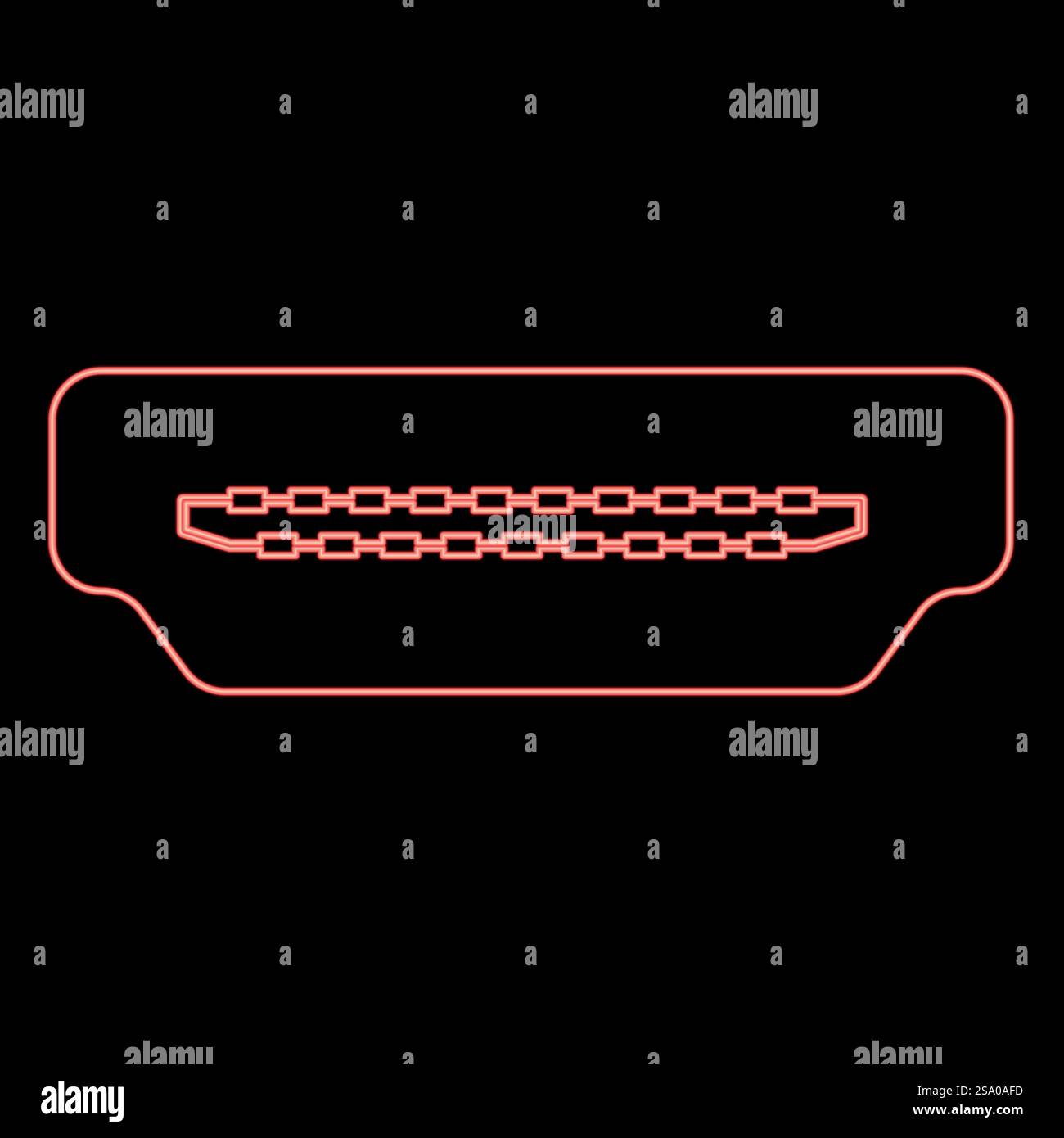 Neon hDMI port socket red color vector illustration image flat style ...