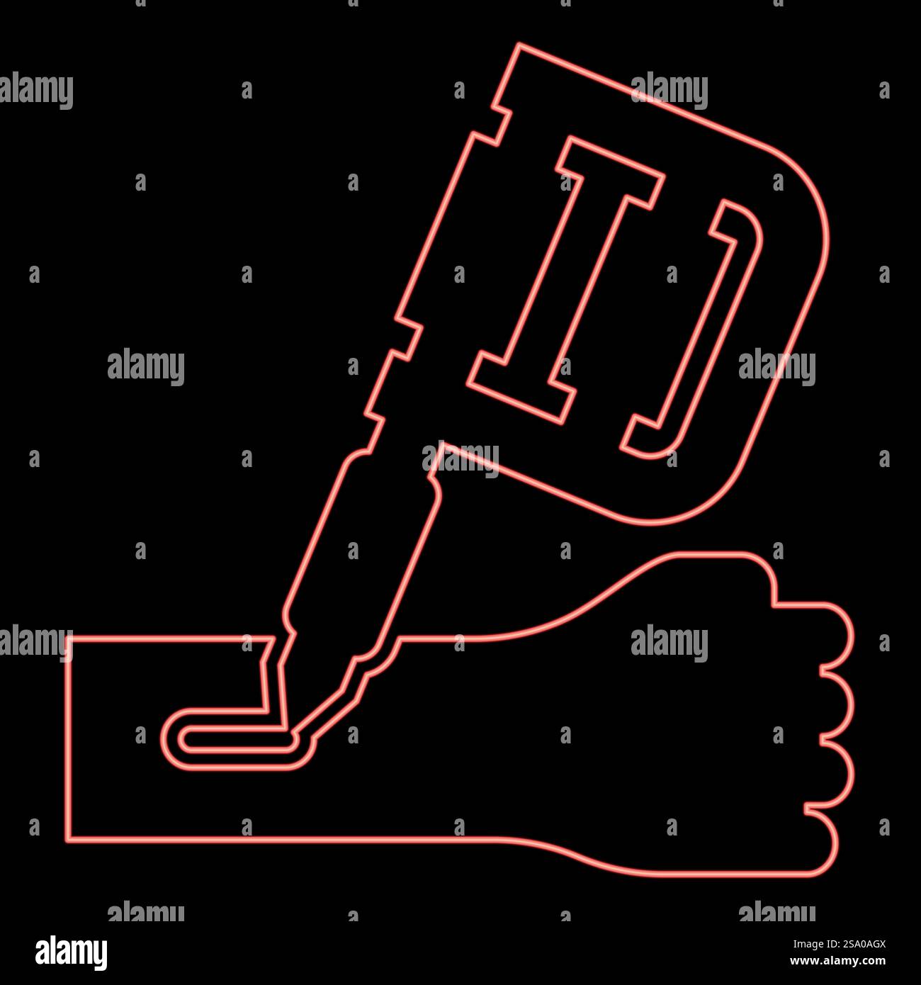 Neon tattoo machine inking on arm hand device gun skin with ink ...