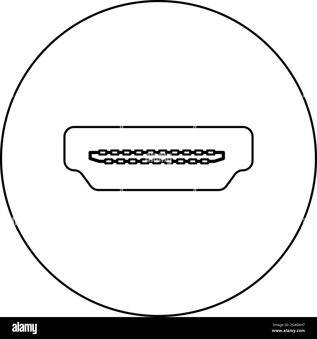 HDMI port socket icon in circle round black color vector illustration ...