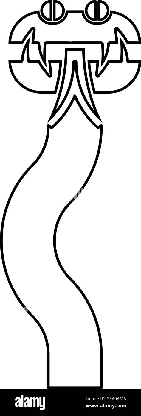 Snake silhouette contour outline line icon black color vector ...