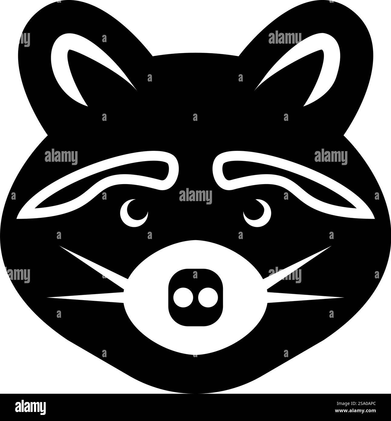 Raccoon head icon black color vector illustration image flat style ...